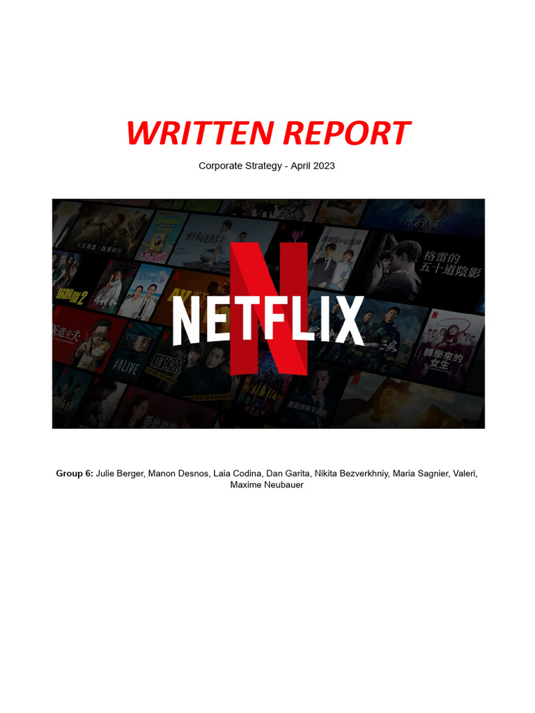 Netflix Written Report | PDF | Netflix | Streaming Media