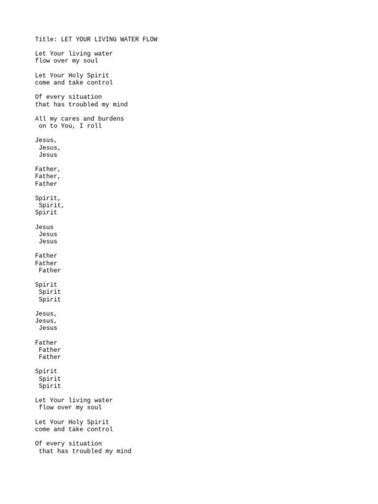 Let Your Living Water Flow Lyrics | PDF