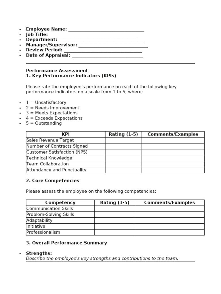 Appraisal Form | PDF