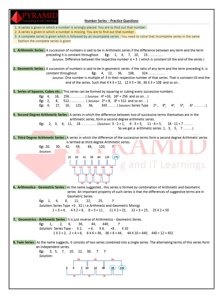Nuber Series - Practice Sheet - Pyramid | PDF | Mathematics | Arithmetic
