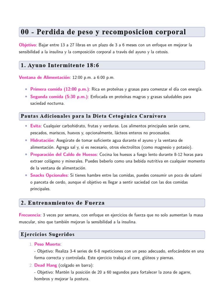 00 - Perdida de Peso y Recomposicion Corporal | PDF | Alimentos | Cetosis