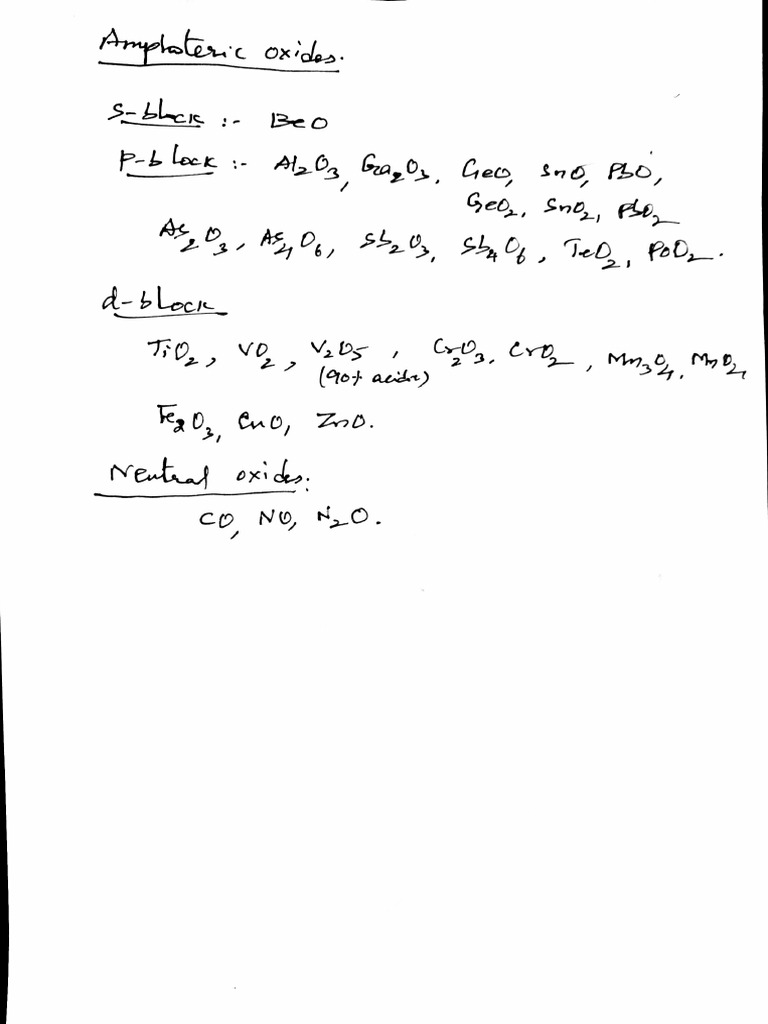 Amphoteric Oxides JEE | PDF