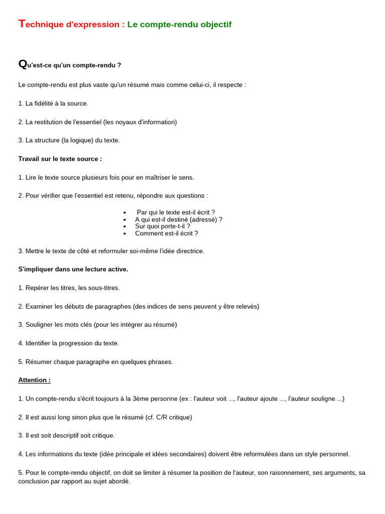 Le Compte-Rendu Objectif | PDF | Fiction générale