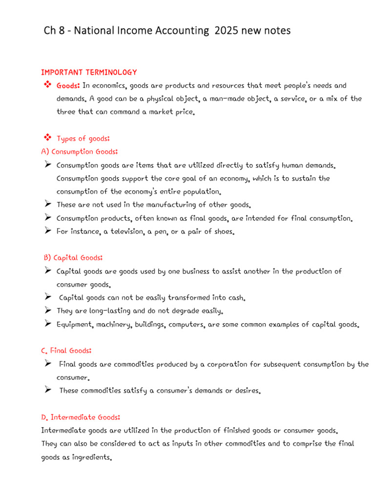 Eco Chapter 8 National Income - New Notes | PDF | Gross Domestic ...