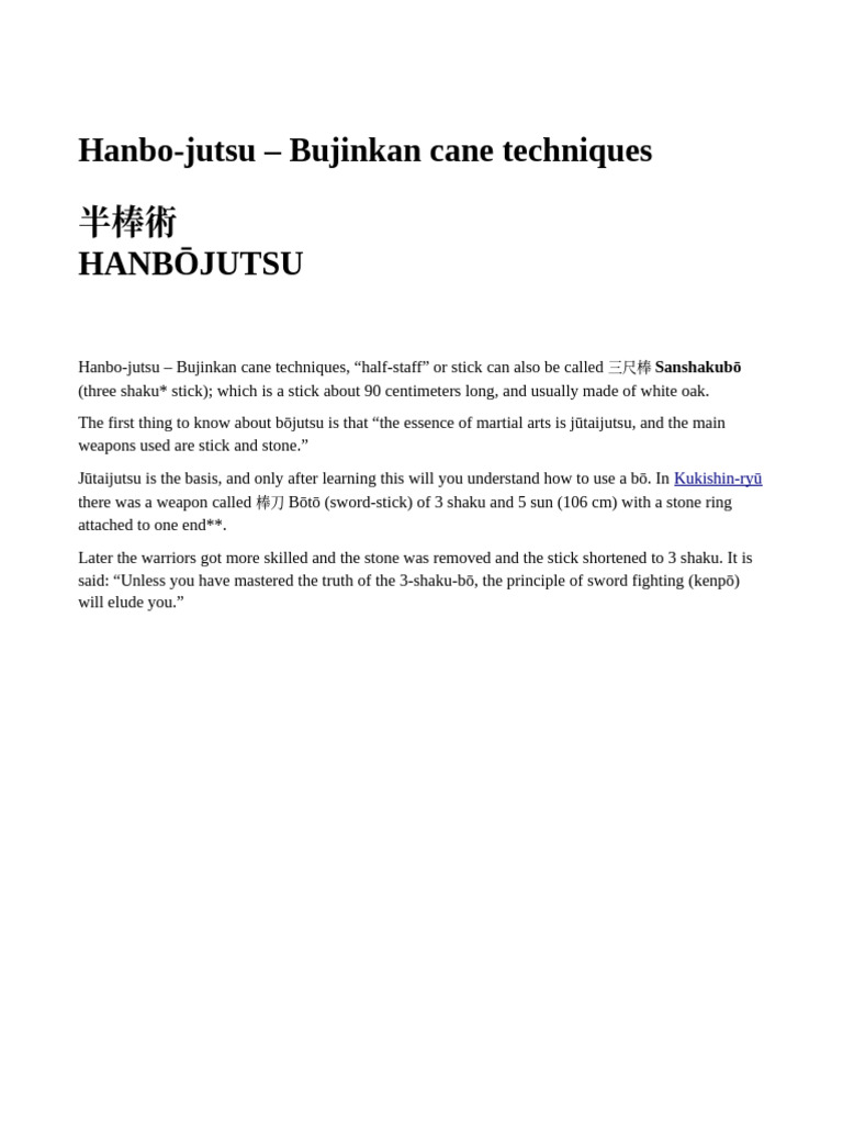 Hanbo Jutsu Basic Stances | PDF