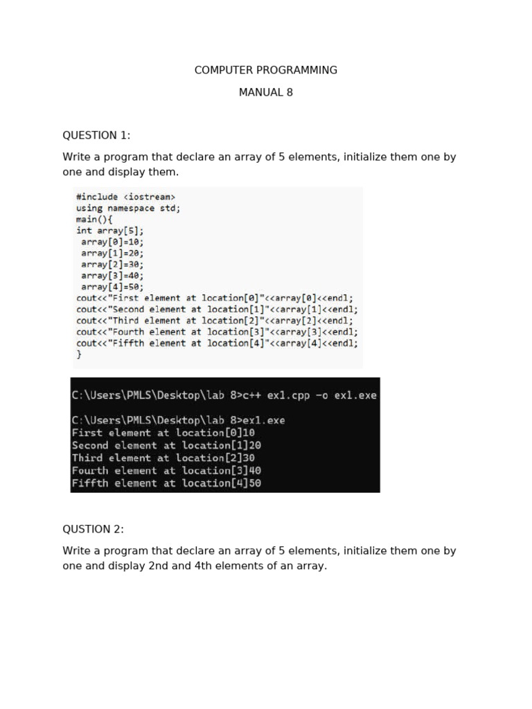 Array Initialization and Display Guide | PDF | Computers