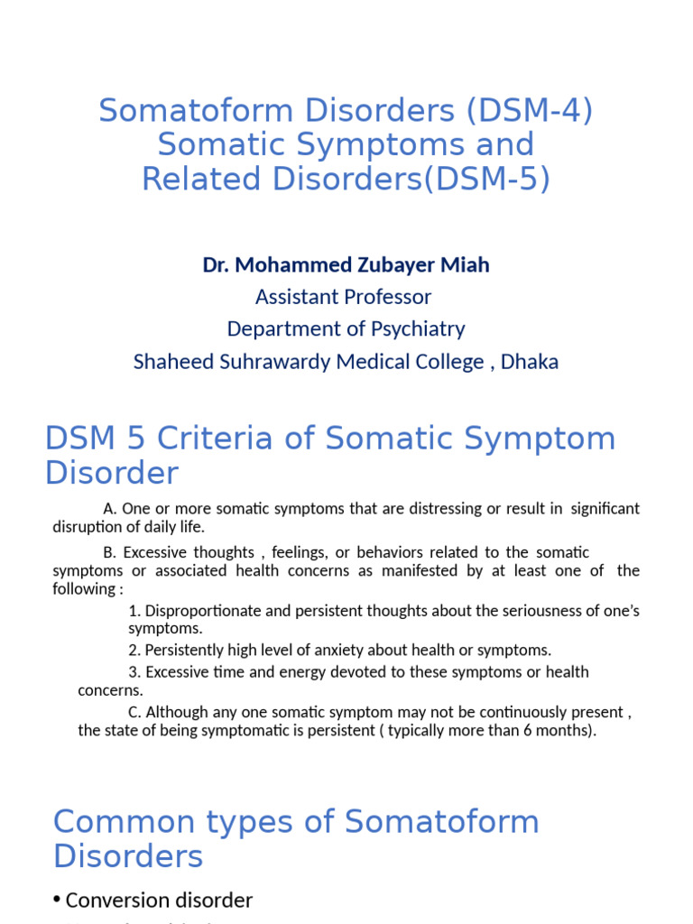 2.somatoform Disorders (DSM-4) | PDF | Mental Disorder | Hysteria