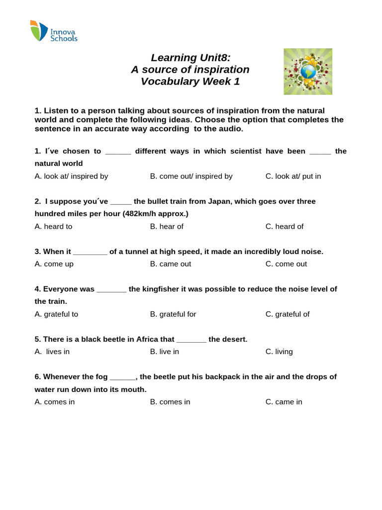 B1 Activity 2 - Vocabulary Week 1 | PDF