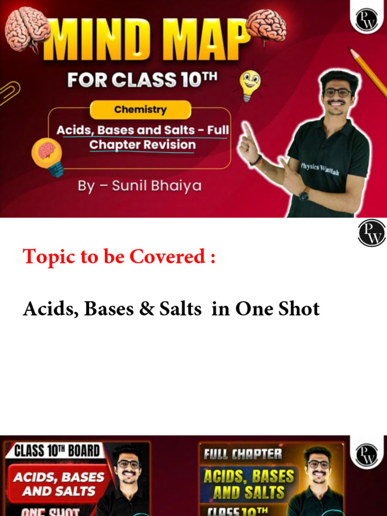 Acids, Bases & Salts - Class Notes - Class 10th Mind Map Series | PDF