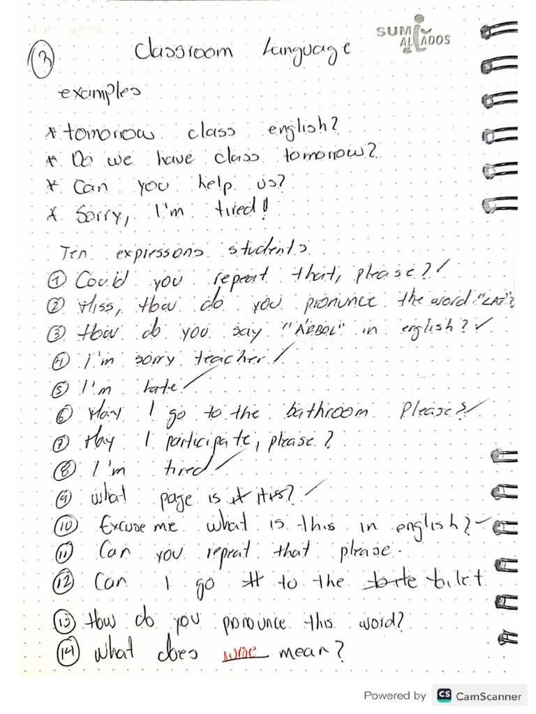 Classroom Language Pdf