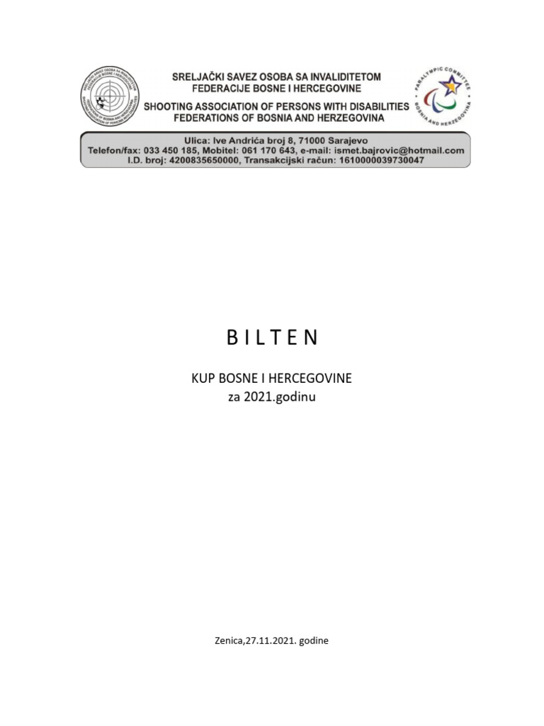 Bilten Kup Bih 2021 | PDF