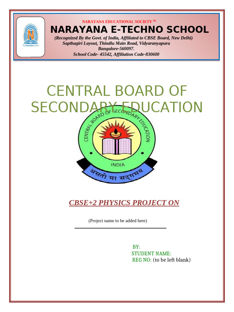 CBSE+2 Physics Project Report Template | PDF | Social Psychology