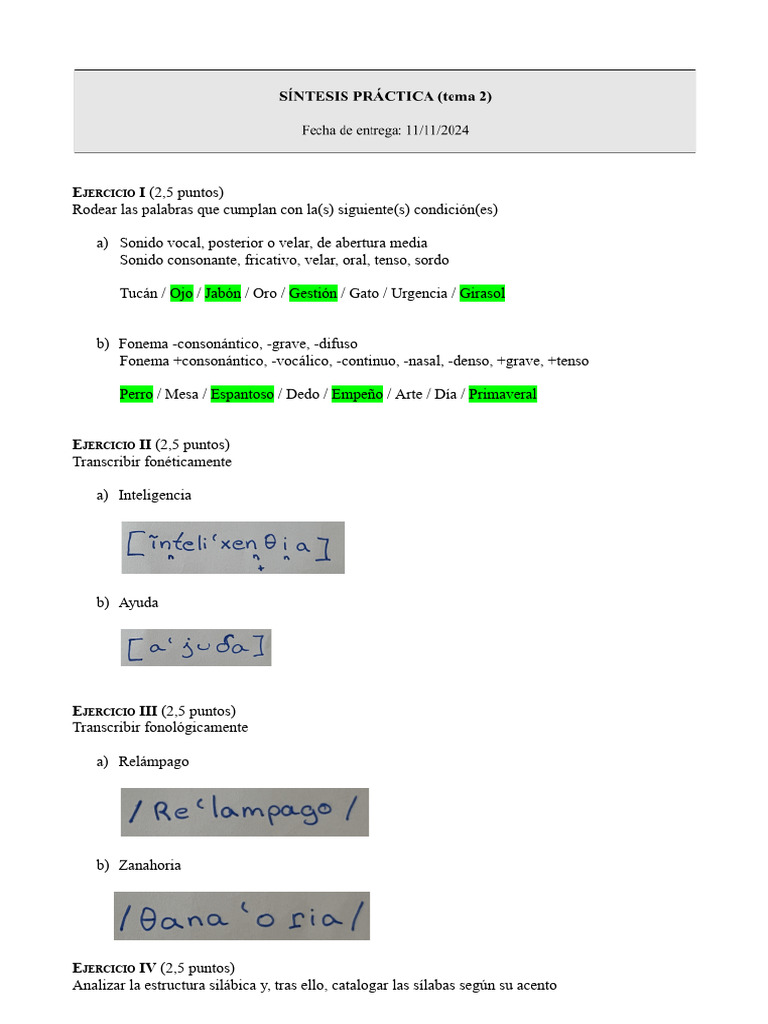 Ejercicios de Fonética y Fonología | PDF