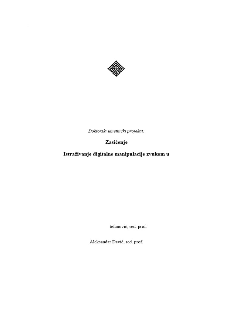 Ivan Uzelac - Doktorski Umetnicki Projekat | PDF