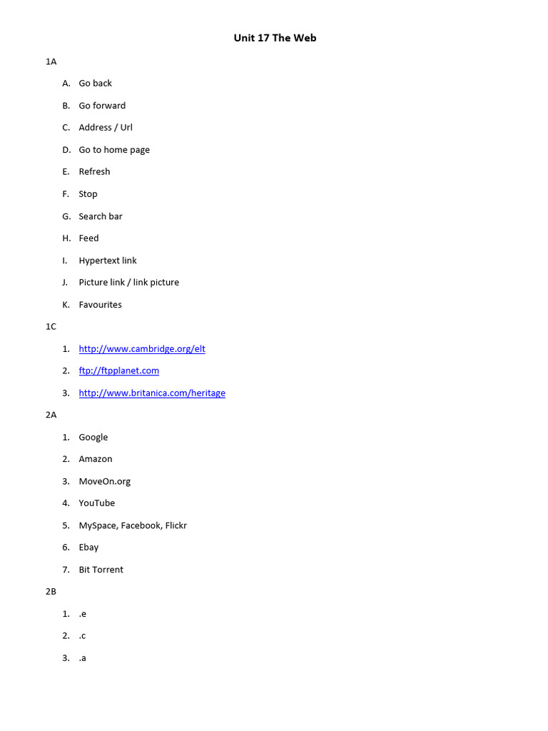 Unit 17 The Web | PDF