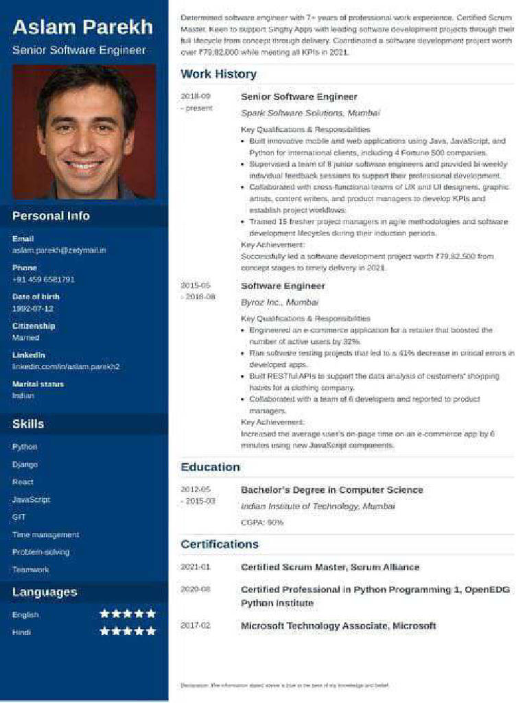 Resume Format For Experienced Candidates Zety in Cta 2 | PDF