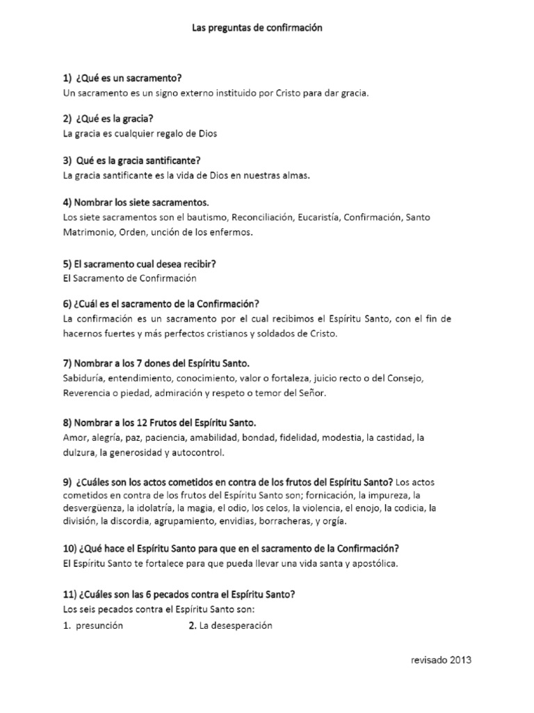 Las Preguntas De Confirmación Pdf