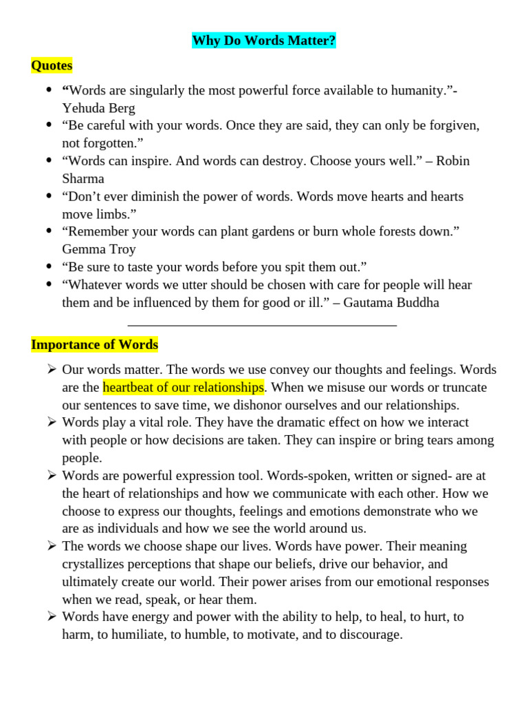 The Power and Impact of Words | PDF