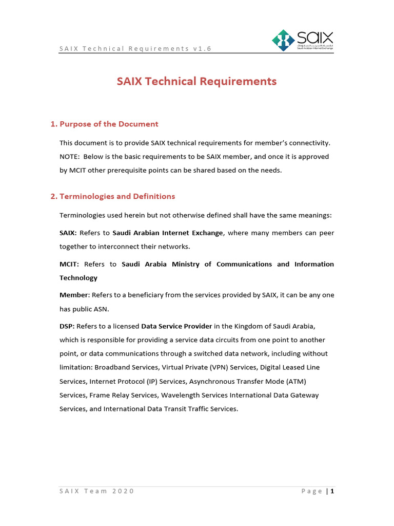 SAIX Connectivity Technical Requirements | PDF | I Pv6 | Ip Address
