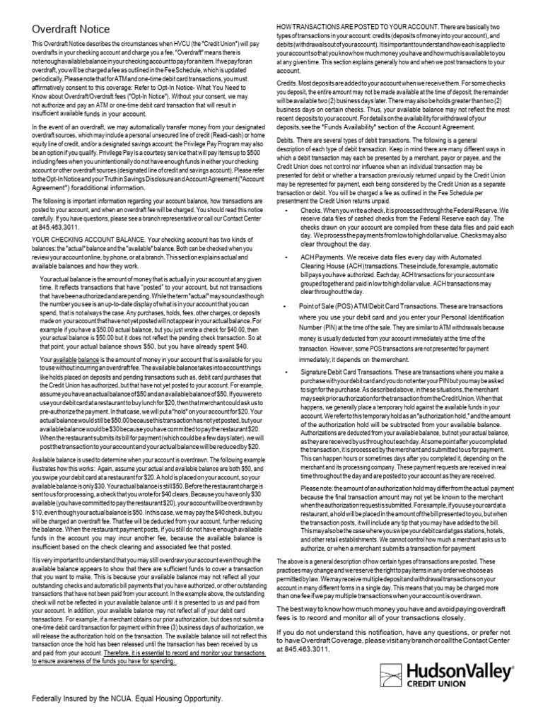 Overdraft Notice Disclosure | PDF | Overdraft | Transaction Account