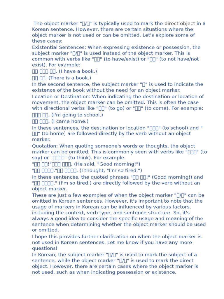The Object Marker Vs Subject Marker | PDF | Object (Grammar) | Sentence ...