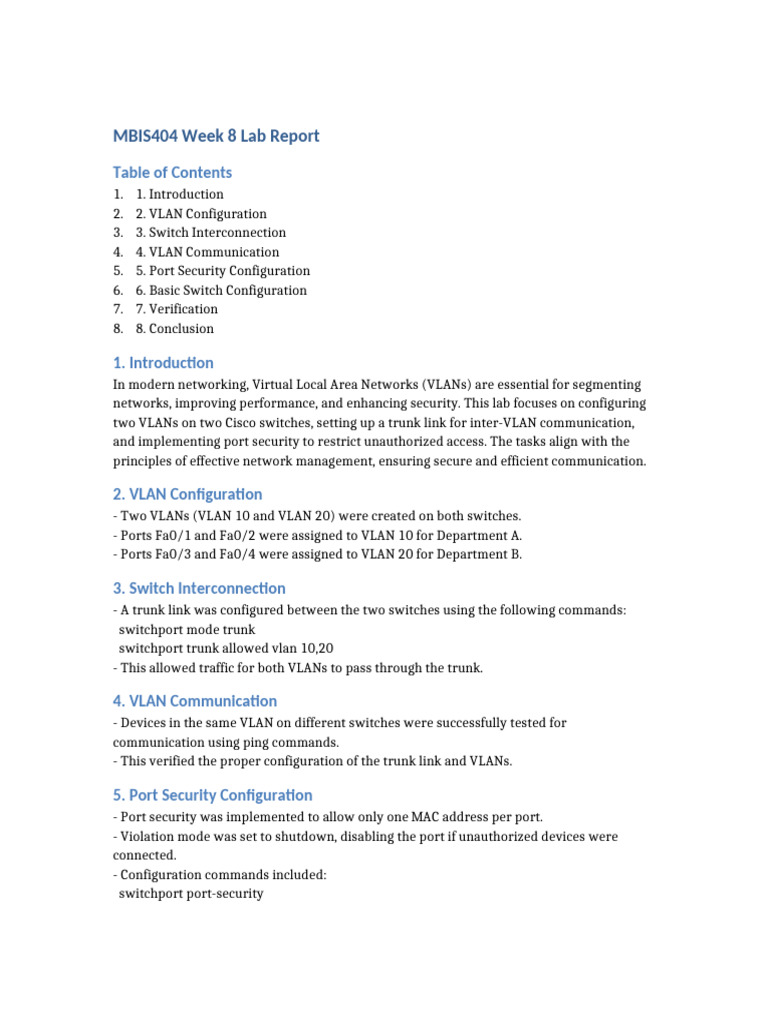 MBIS404 Week8 Lab Report | PDF | Computer Network | Networks