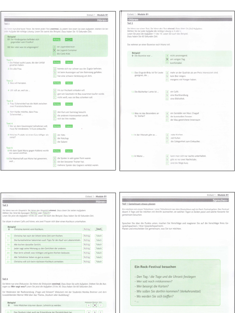 Module B1 E1 Hören + Sprechen Teil 1 | PDF