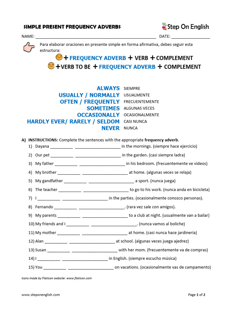 Simple Presente Frequency Adverbs | PDF | Linguistic Typology ...