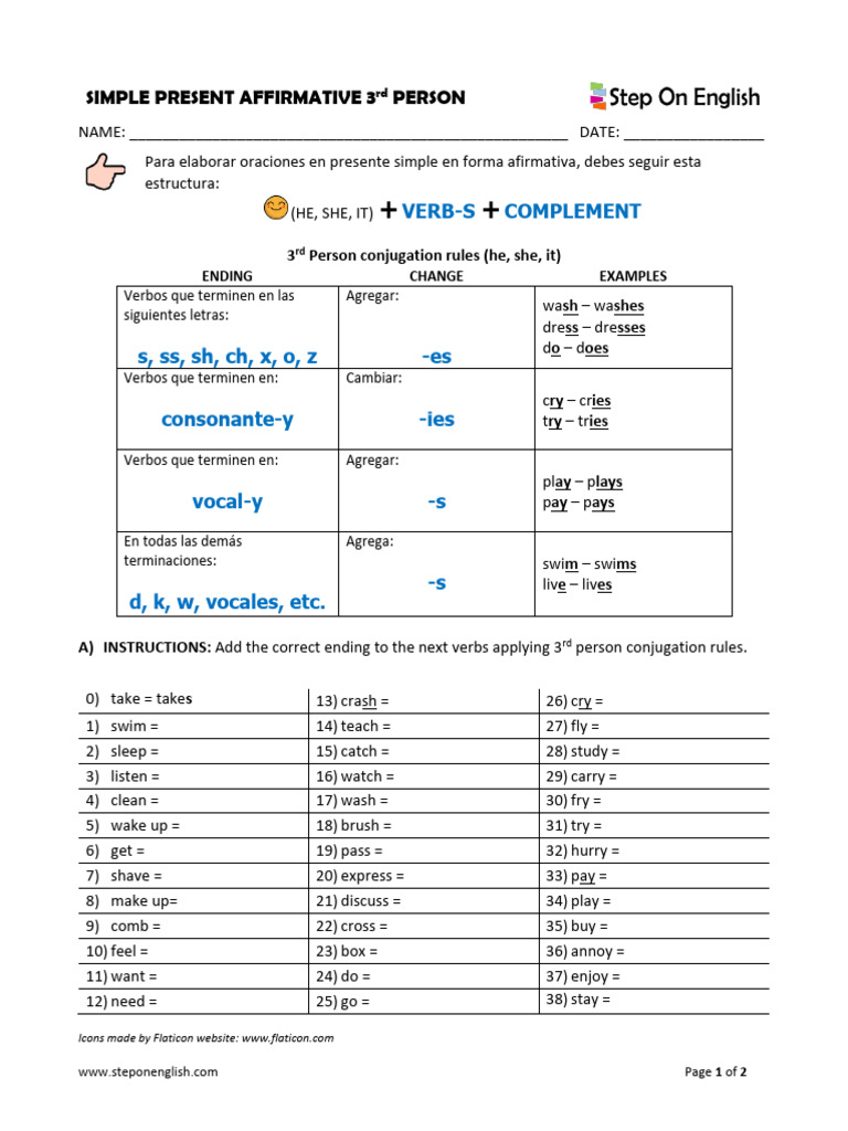Simple Present 3rd Person Guide | PDF | Syntax | Linguistic Morphology