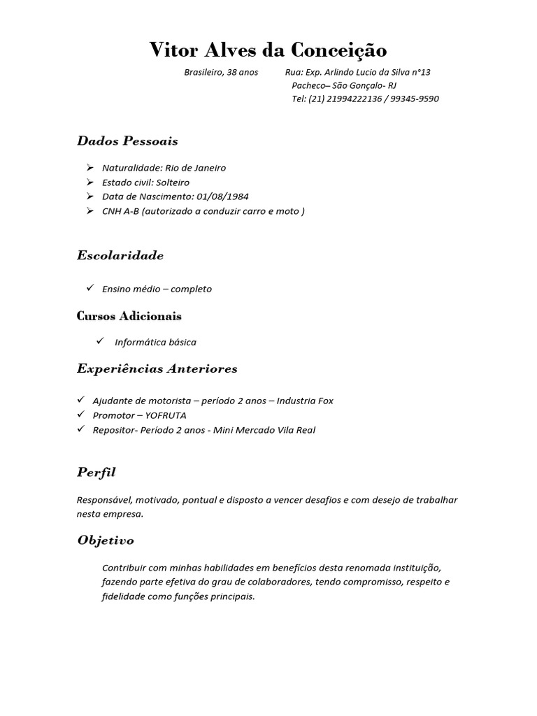 Curriculo Vitor | PDF | Direito