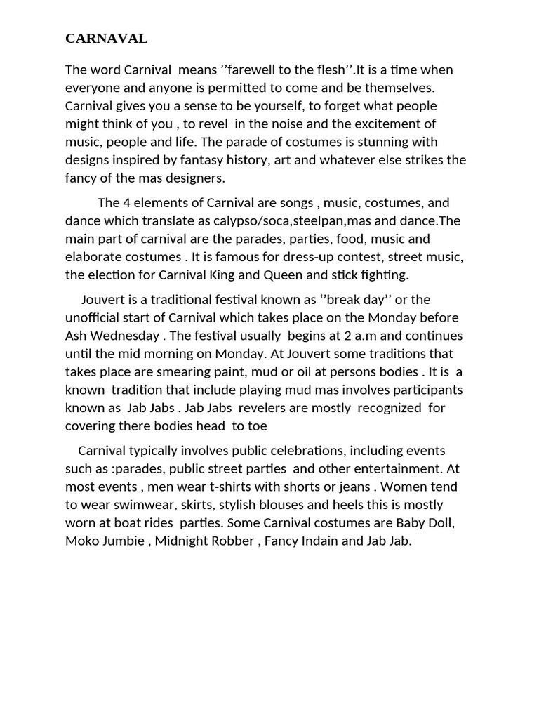 The Word Carnival Itself Means | PDF