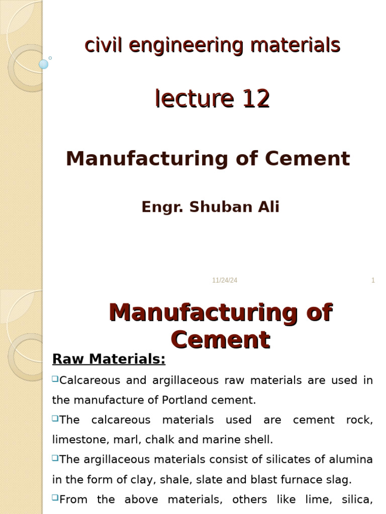 Cement Manufacturing Process Guide | PDF | Cement | Mill (Grinding)