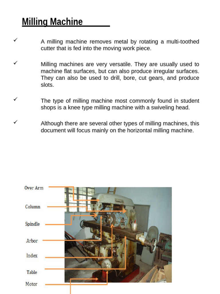 Lecture 2 Milling Machine | PDF | Industrial Processes | Metalworking