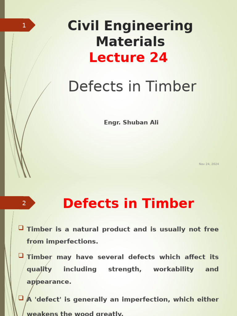Defects in Timber (Autosaved) | PDF | Lumber | Wood