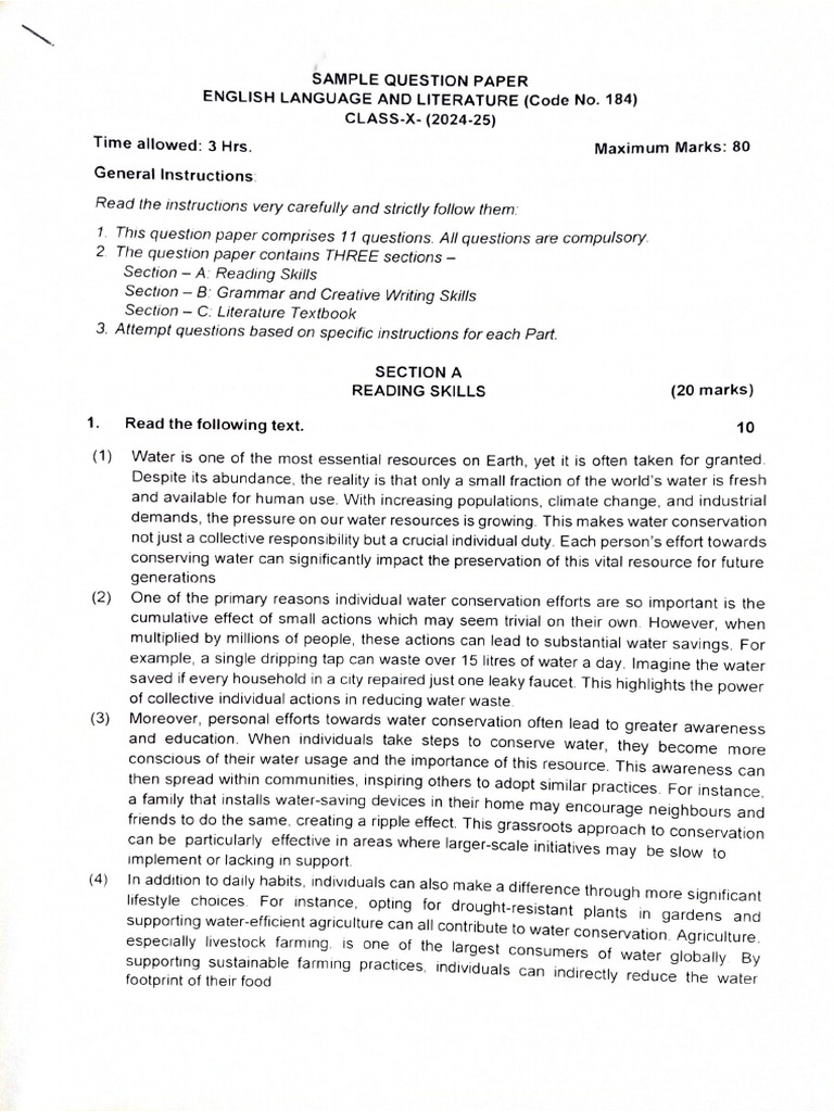 English Sample Paper | PDF