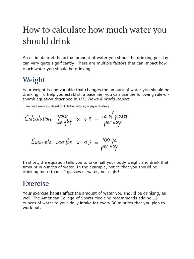 0723-How To Calculate How Much Water You Should Drink | PDF | Wellness ...