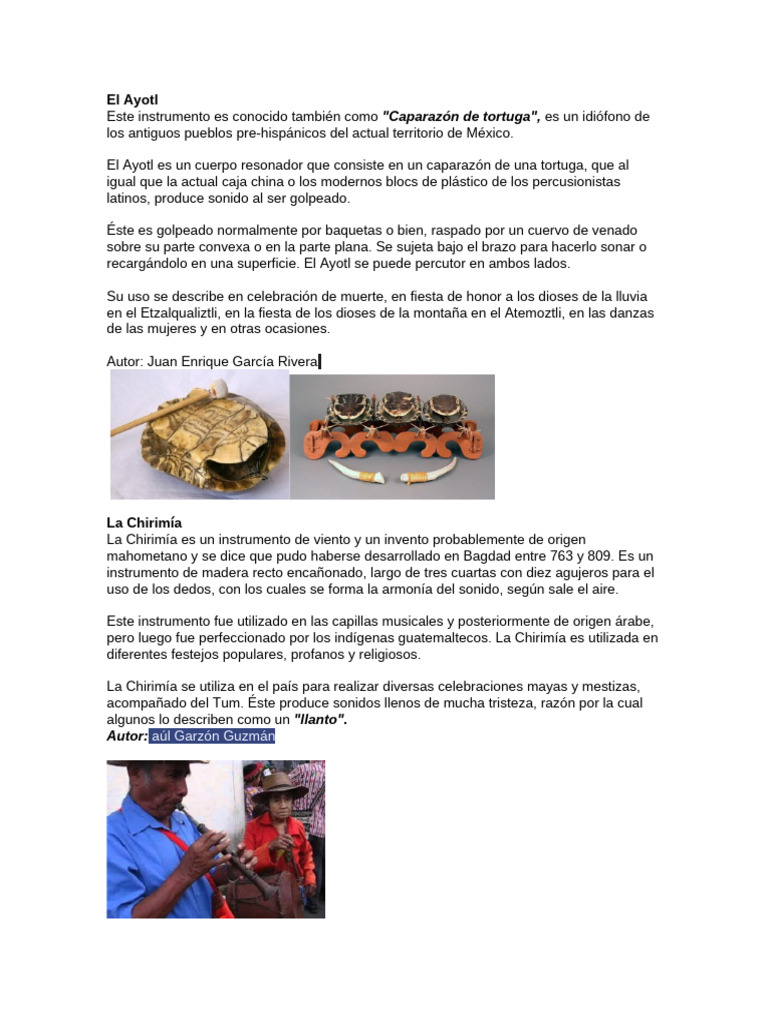 El Ayotl Instrumwntos Musicales | PDF | Instrumentos musicales