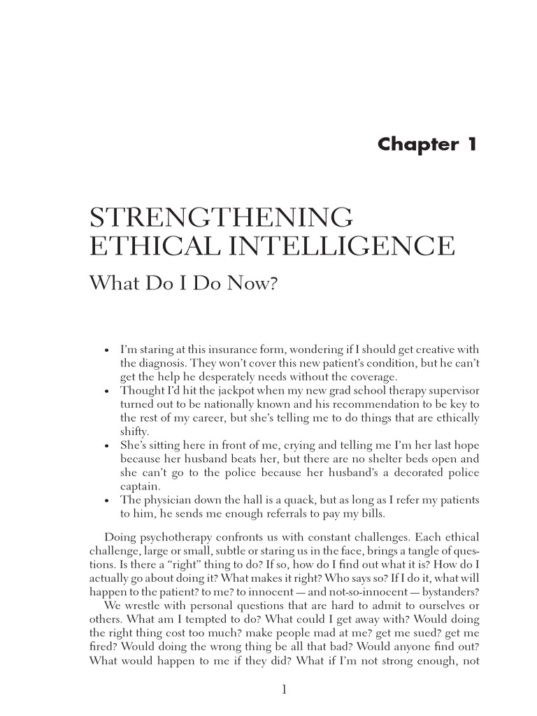 Ethics in Psychotherapy and Counseling A Practical... - (Chapter 1 Strengthening Ethical ...