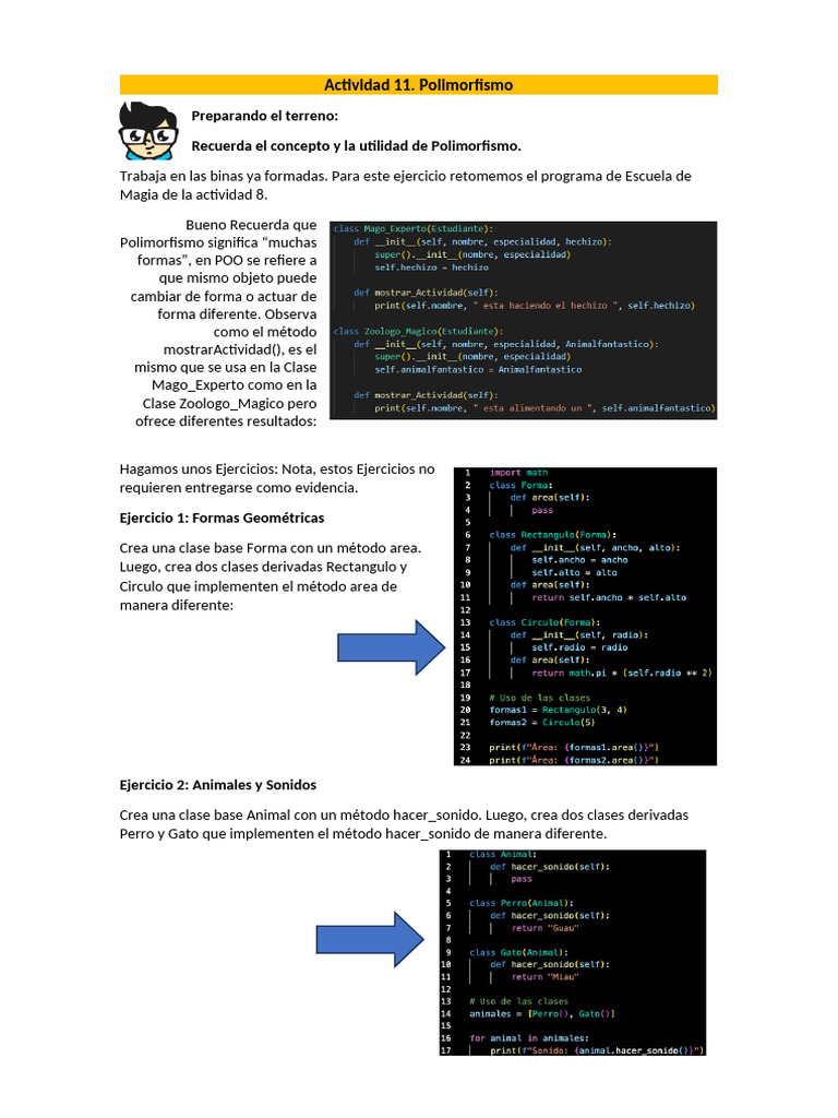 Actividad 11 2024 Polimorfismo | PDF | Python (lenguaje de programación) | Interfaz de línea de ...