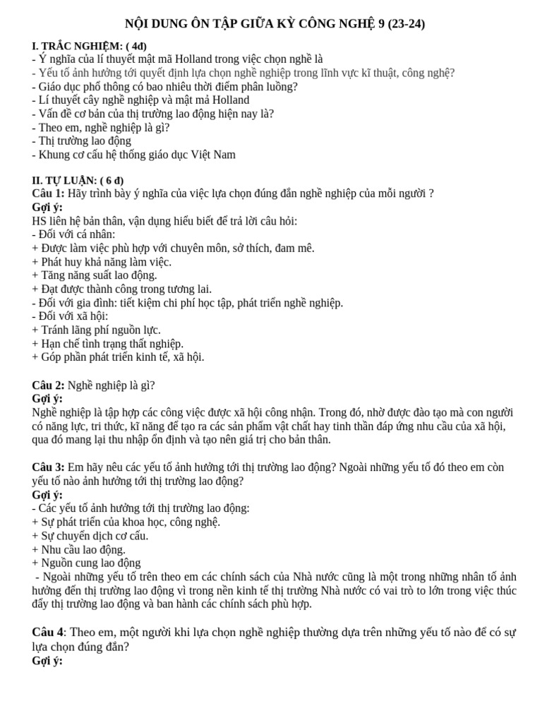 Ôn tập CN9 24-25 | PDF