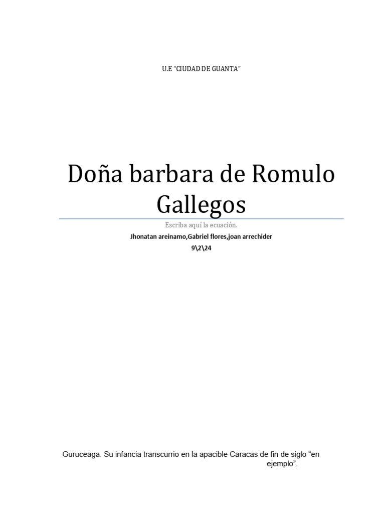 Doña Barbara | PDF | Narración | Venezuela