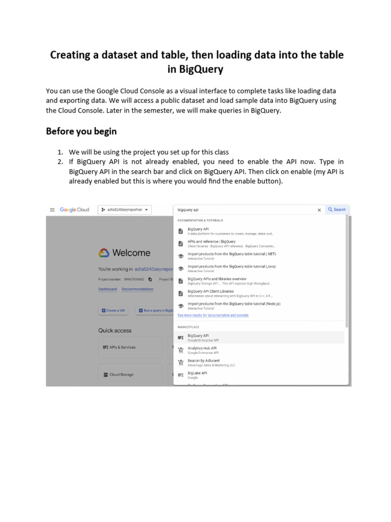 7creating A Dataset and Table, Then Loading Data Into The Table in BigQuery | PDF | Comma ...