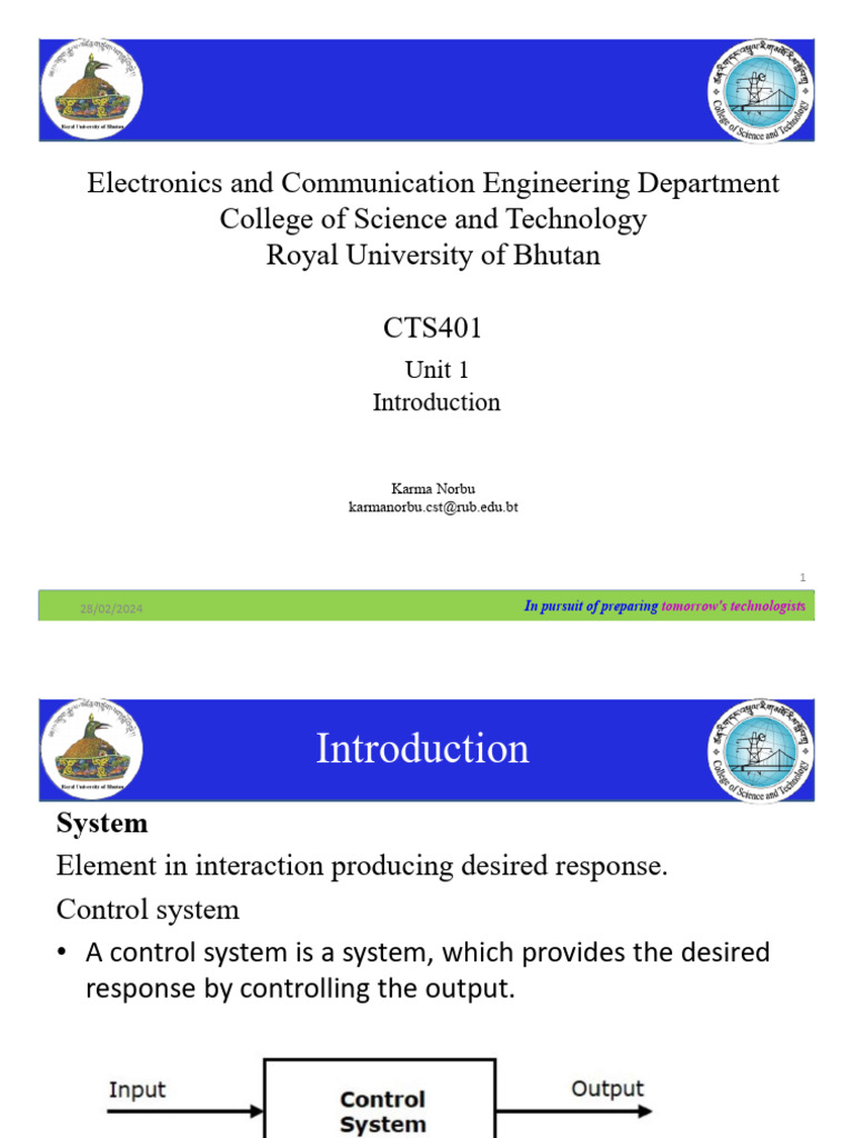 Unit 1 Introduction Pdf Feedback Control Theory