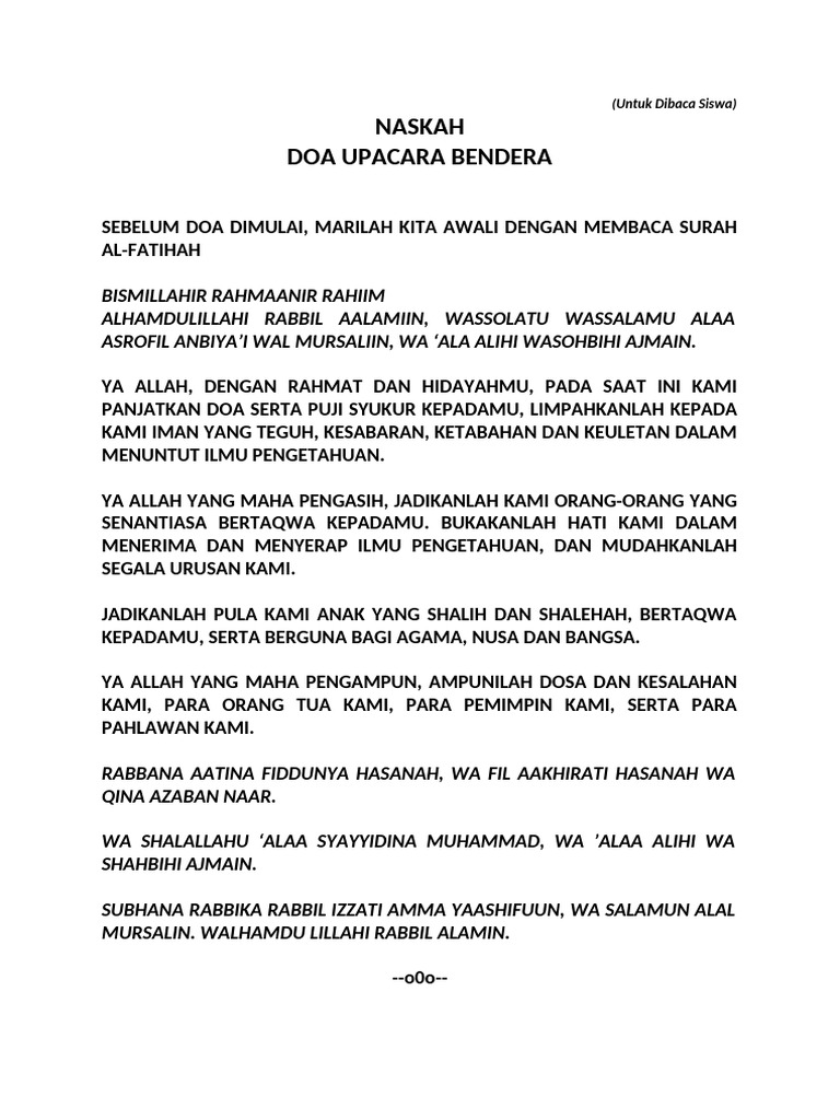 Doa Untuk Dibaca Siswa | PDF