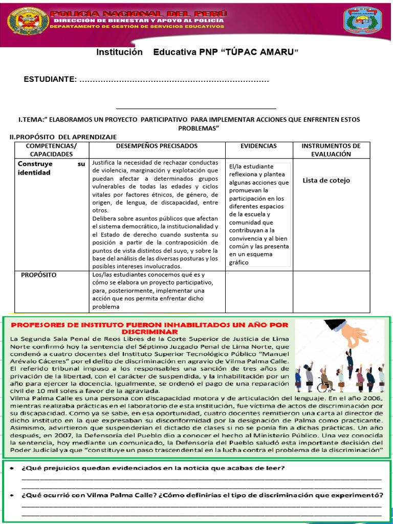 4to Grado DPCC Semana 02 IV Bi PDF | PDF | Discriminación | Exclusión social