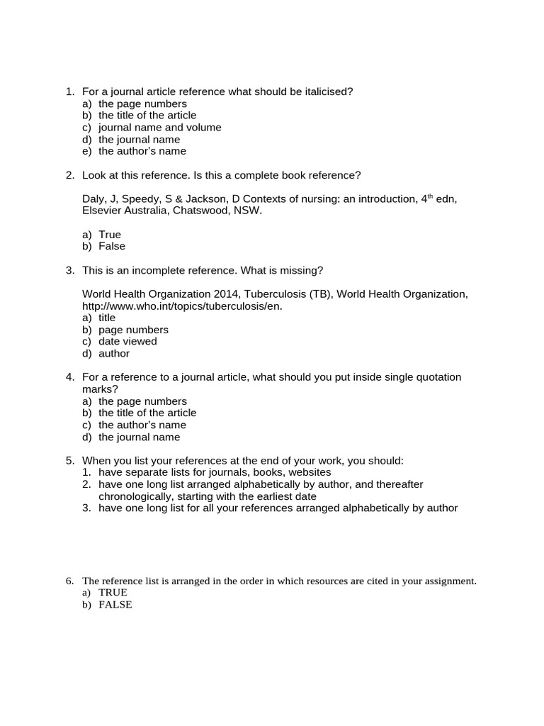 Test Yourself On Harvard Referencing-1 | PDF | Social Science