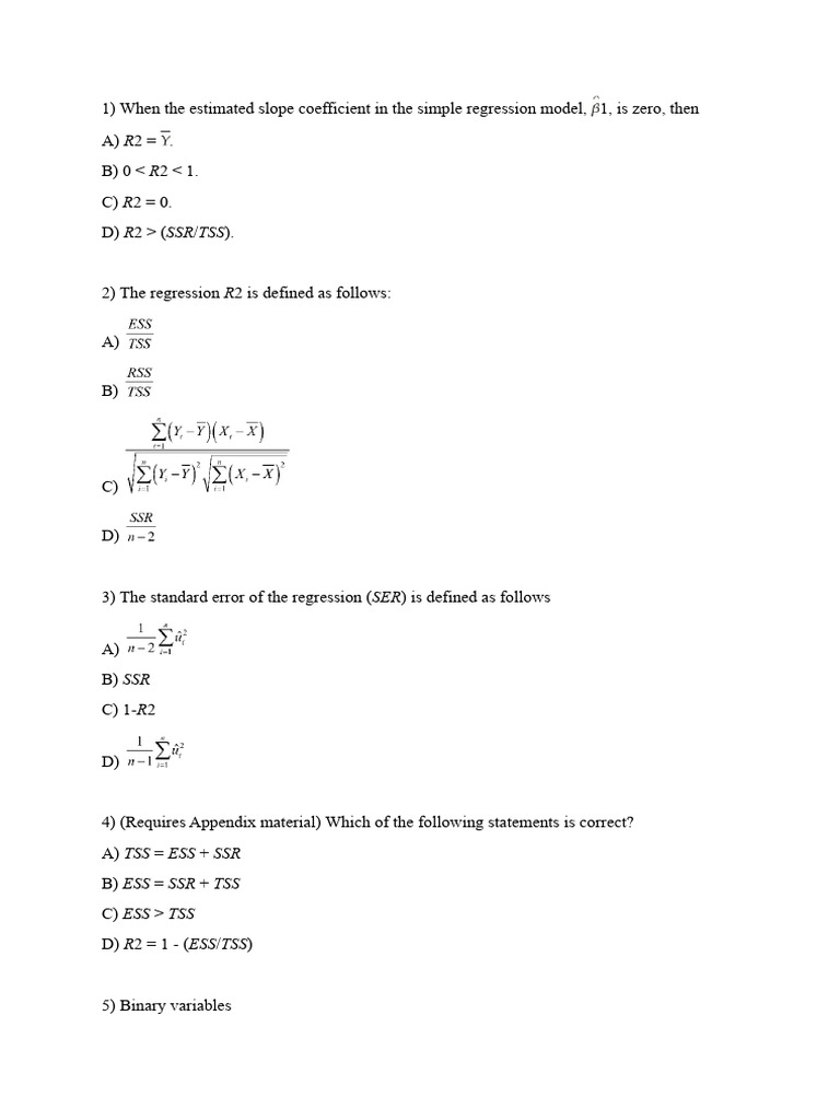 Sample_MCQs (1) | PDF | Ordinary Least Squares | Errors And Residuals