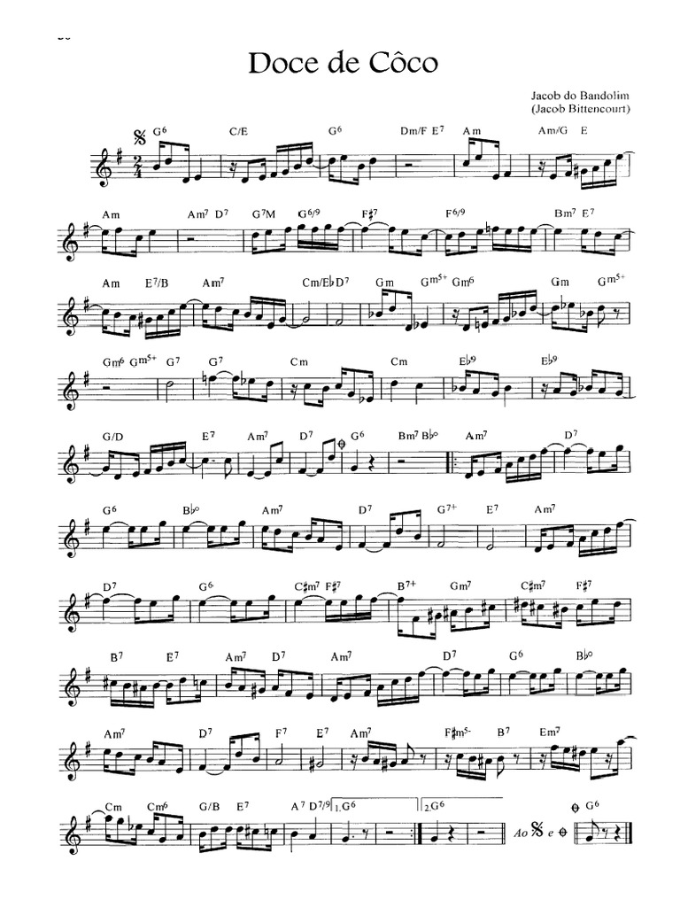Partitura - Doce de Côco Choro | PDF