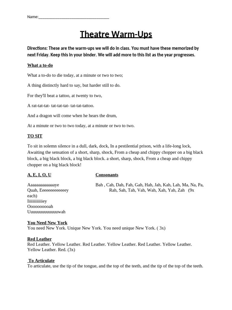 Theatre Warm Ups-1 | PDF | Foreign Language Studies | Home & Garden