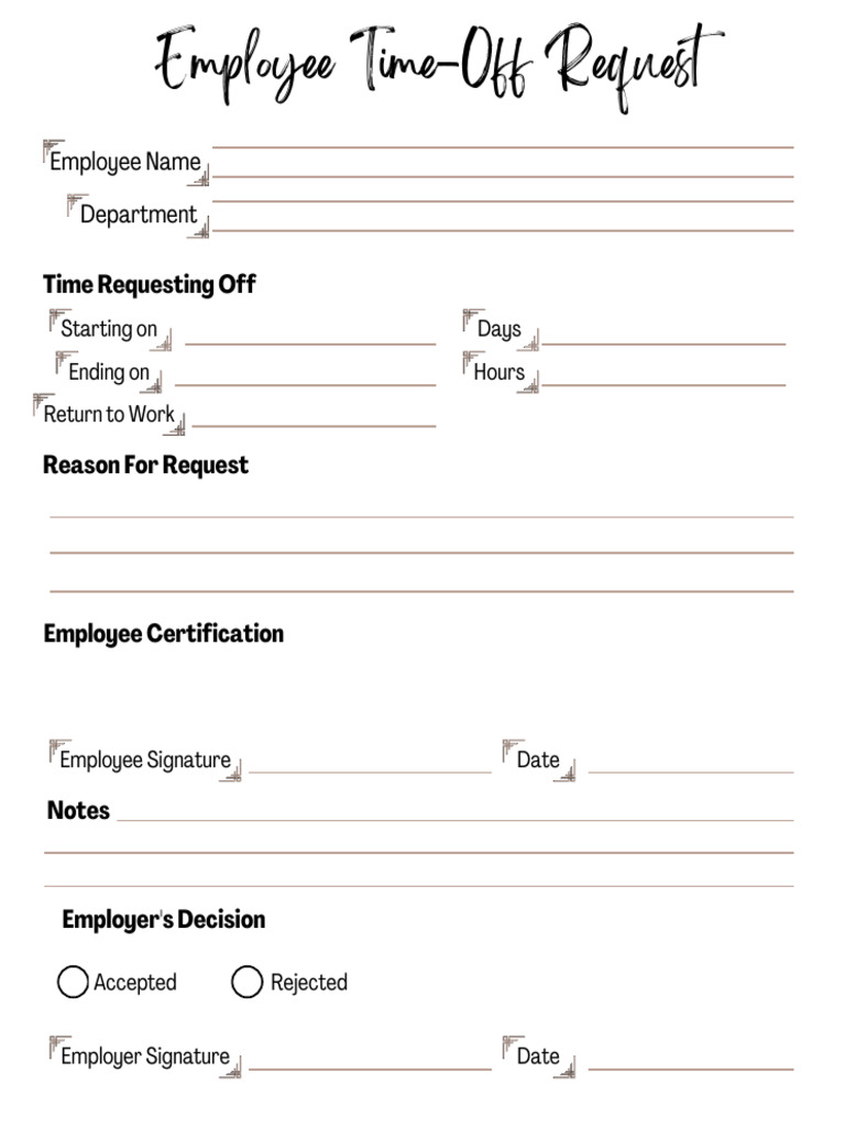 Employee Time Off Request US Letter | PDF